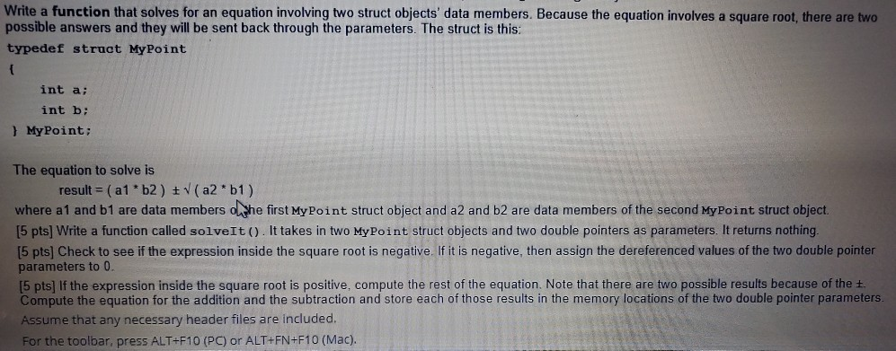 Solved Write A Function That Solves For An Equation 