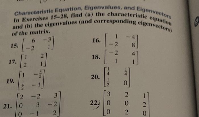 Solved Characteristic Equation, Eigenvalues, and | Chegg.com
