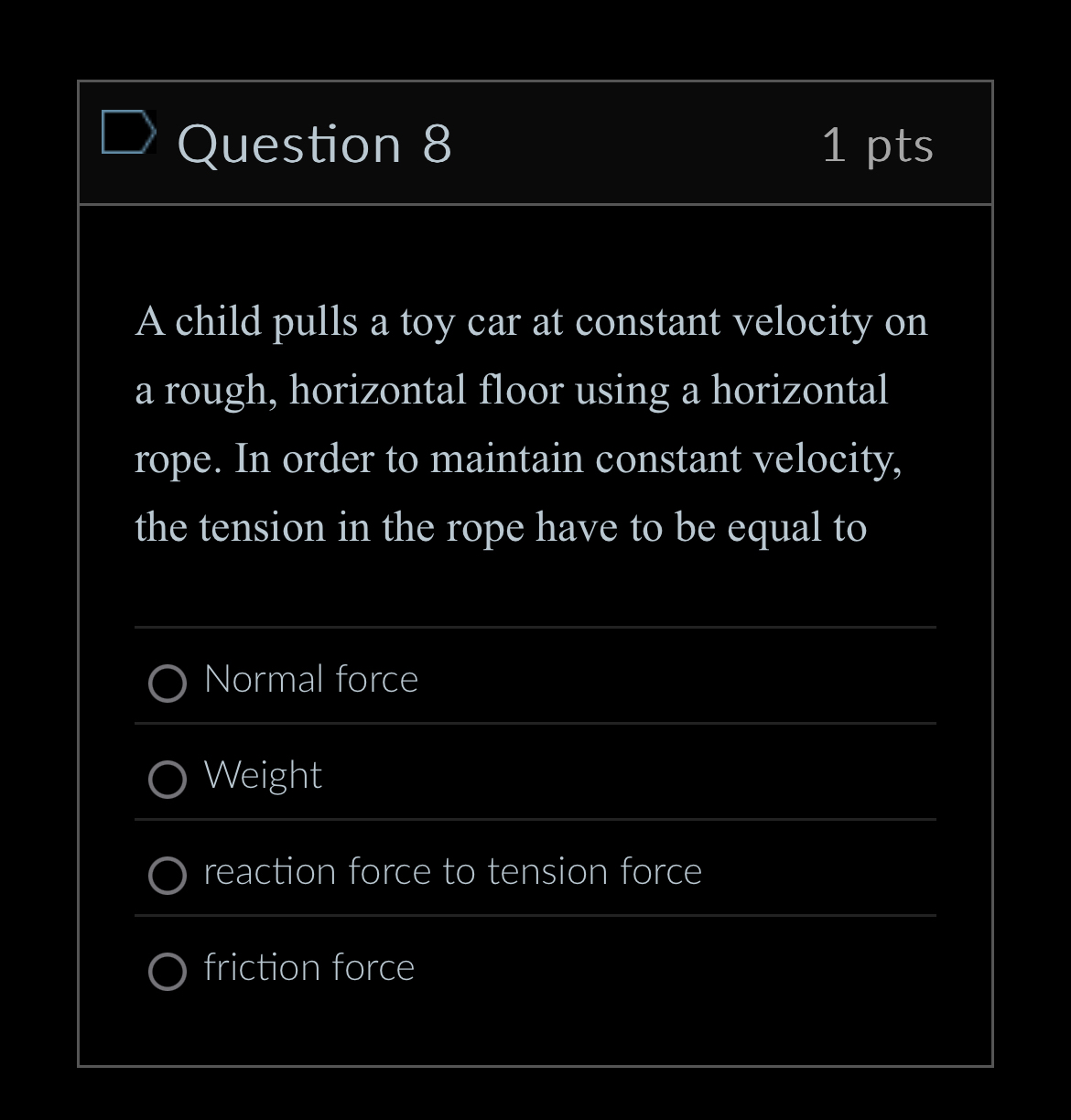 Solved Question 81 ﻿ptsA child pulls a toy car at constant | Chegg.com