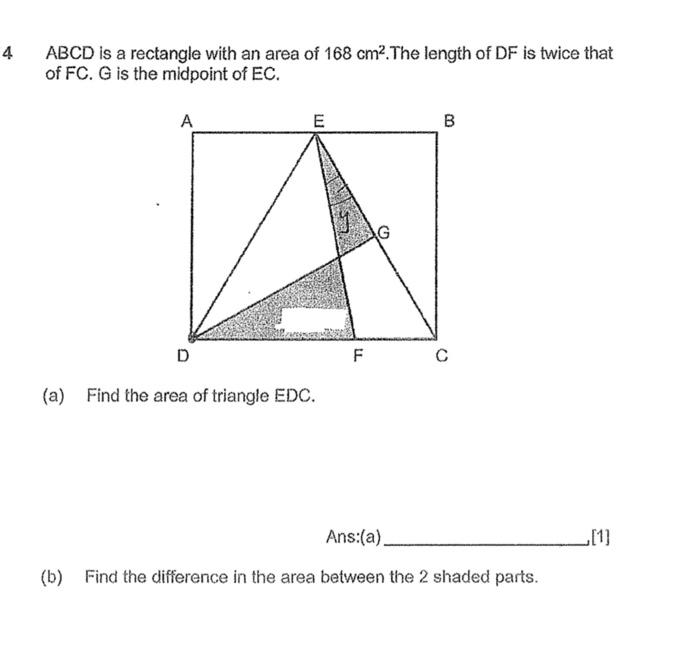 Solved ABCD is a rectangle with an area of 168 cm2. The | Chegg.com