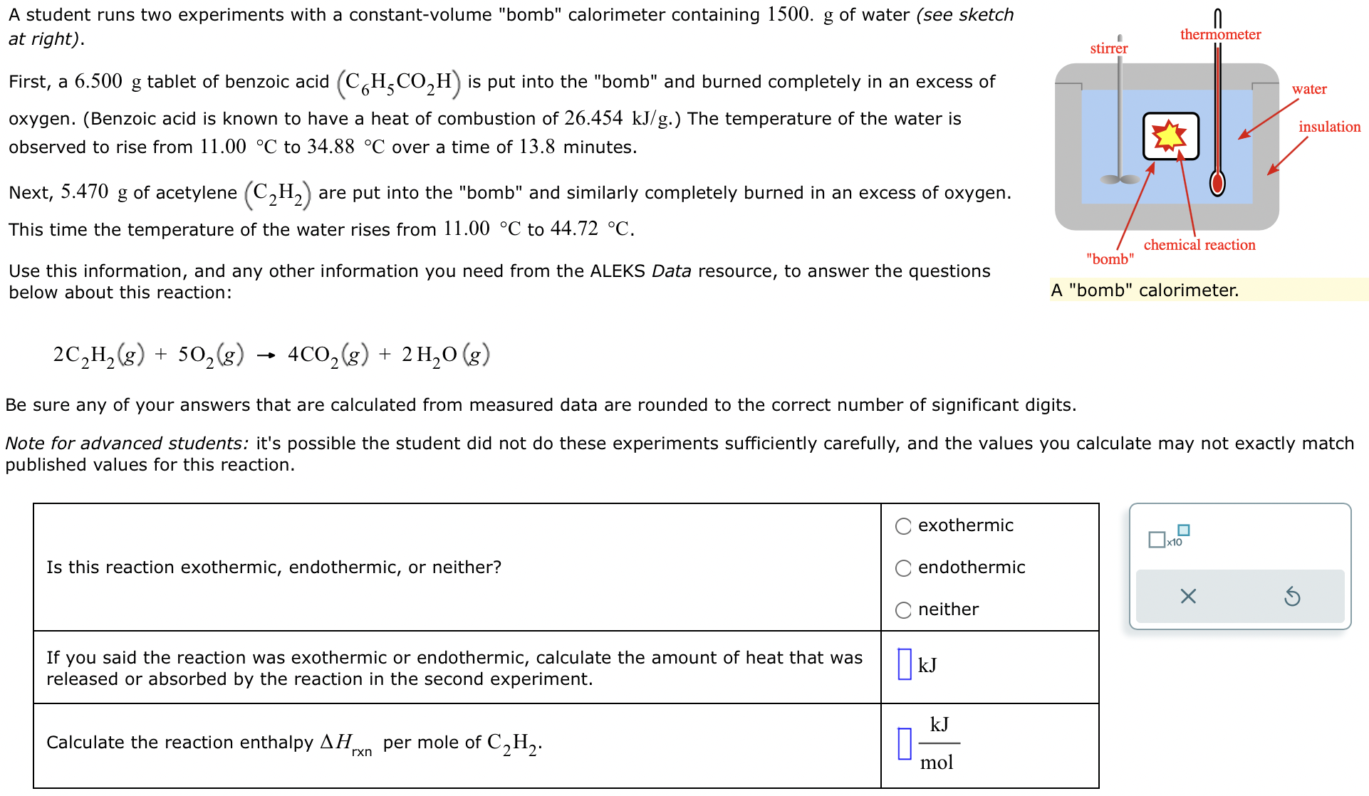Solved A student runs two experiments with a constant-volume | Chegg.com