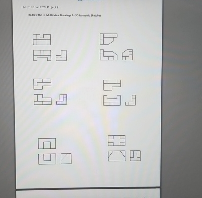 Proinct 2redraw the 6 ﻿Multi-View Drawings As 3d | Chegg.com