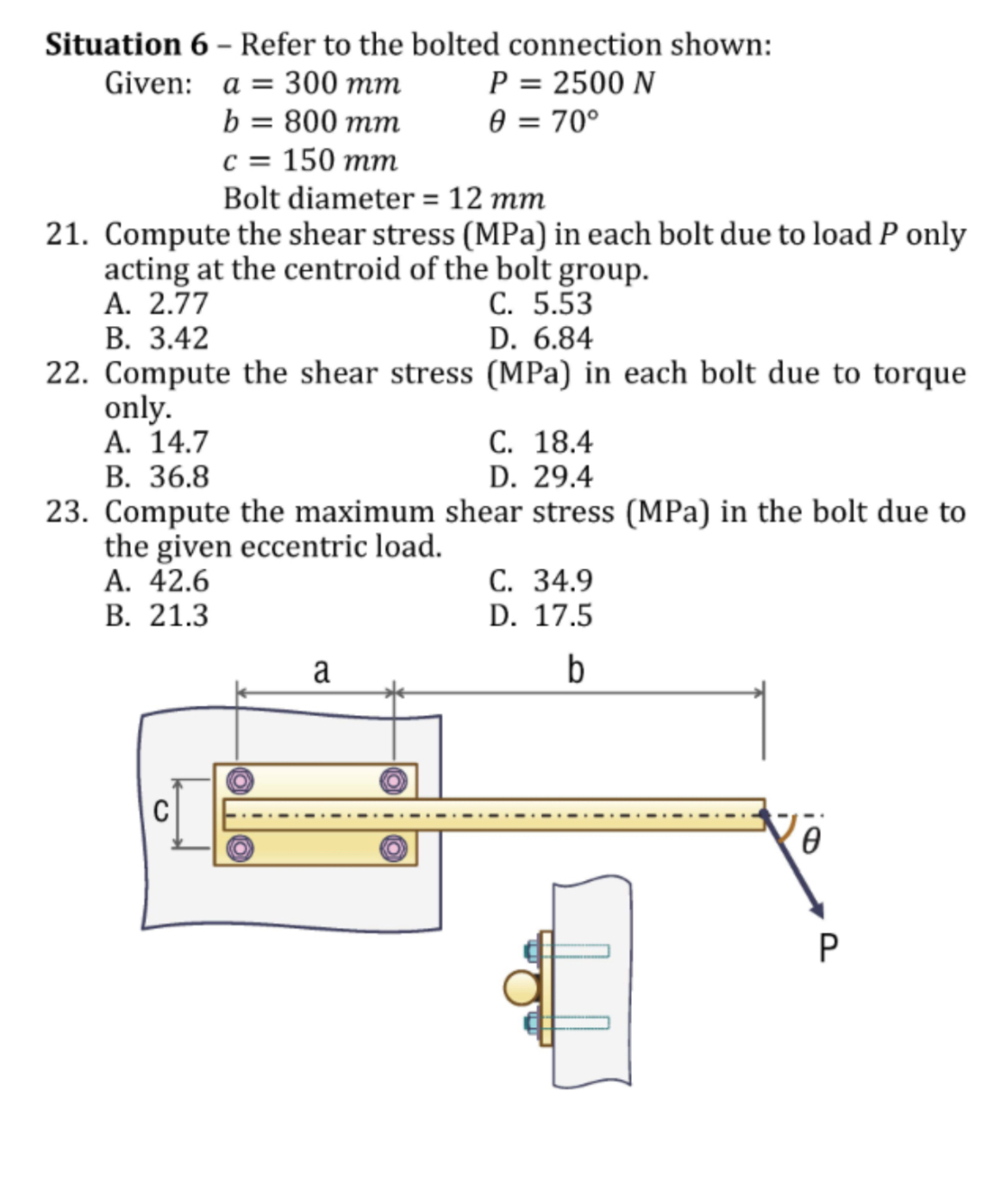 Solved Situation 6 - ﻿Refer to the bolted connection | Chegg.com
