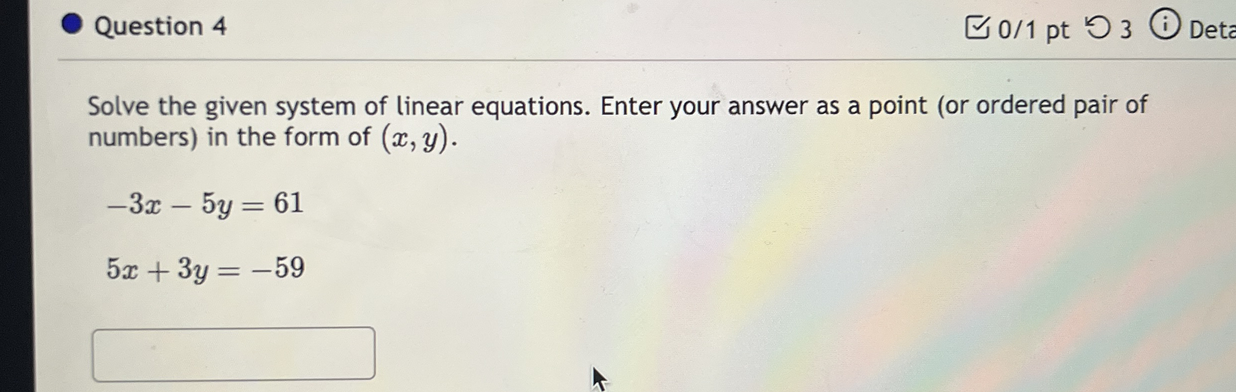 Solved Question 4Solve the given system of linear equations. | Chegg.com