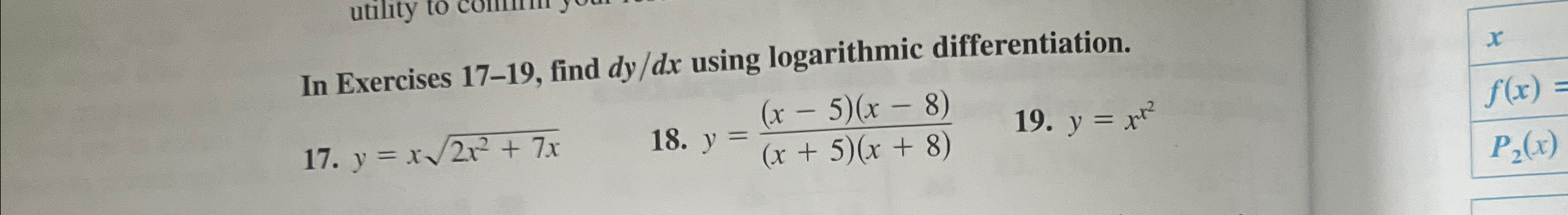Solved In Exercises 17-19, ﻿find dydx ﻿using logarithmic | Chegg.com