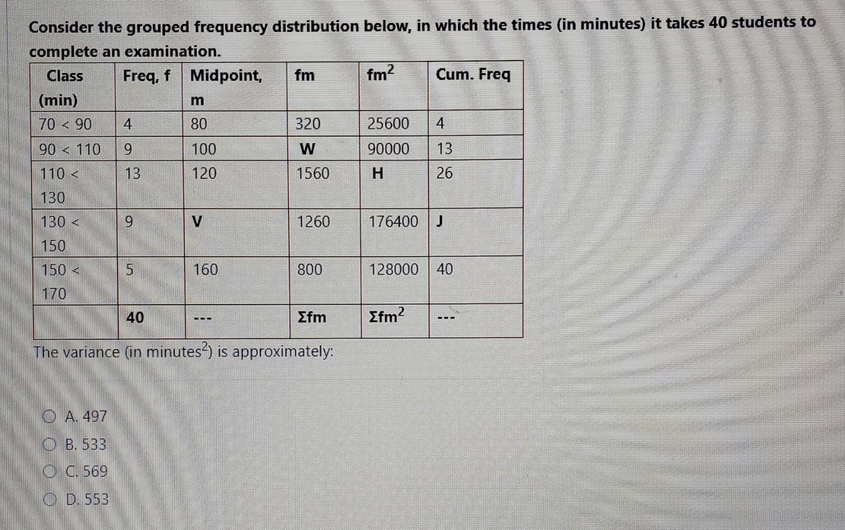 Solved Consider the grouped frequency distribution below, in | Chegg.com
