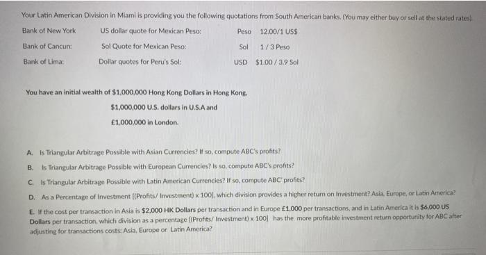 Solved Problem set 2 Triangular Arbitrage 4 Instructions 1. | Chegg.com