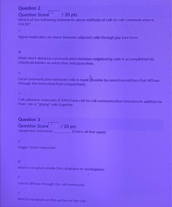 Solved Question 2 Question Score 20 Pts Which Of The