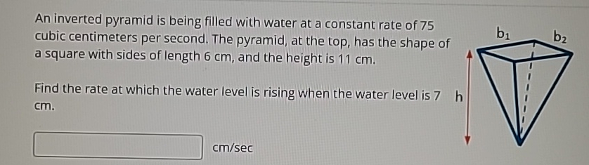An inverted pyramid is being filled with water at a | Chegg.com