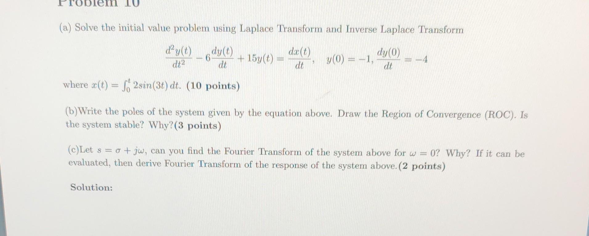 Solved (a) Solve the initial value problem using Laplace | Chegg.com