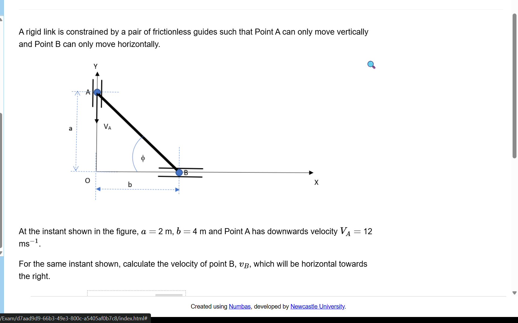 Solved A rigid link is constrained by a pair of frictionless | Chegg.com