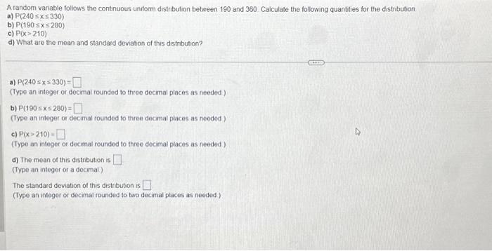 Solved A random variable follows the continuous uniform | Chegg.com
