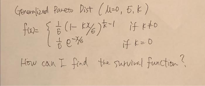 Solved Generalized Pareto Dist (μ=0,σ,k) | Chegg.com