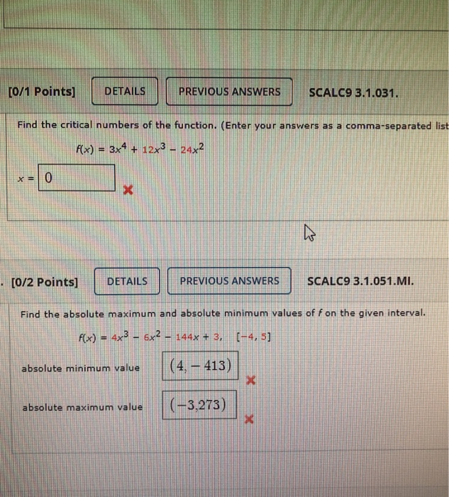 Solved [O/1 Points] DETAILS PREVIOUS ANSWERS SCALC9 3.1.031. | Chegg.com
