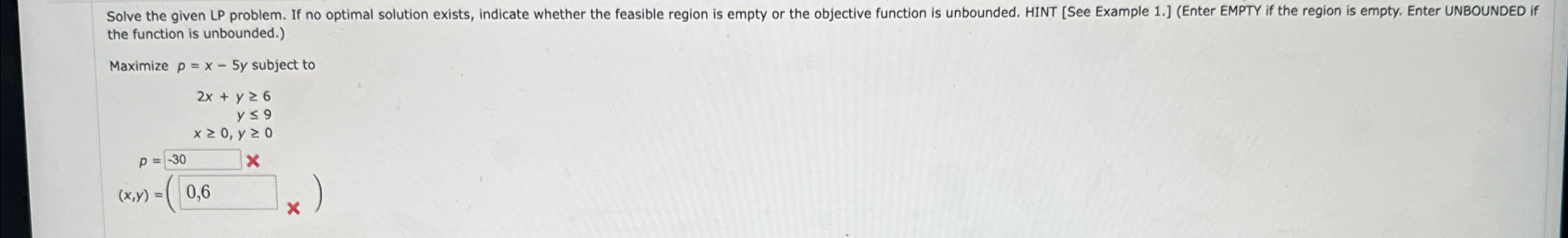 Solved the function is unbounded.)Maximize p=x-5y ﻿subject | Chegg.com