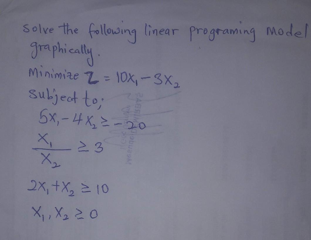 Solved solve the following linear programing model | Chegg.com Solved solve the following linear programing model | Chegg.com