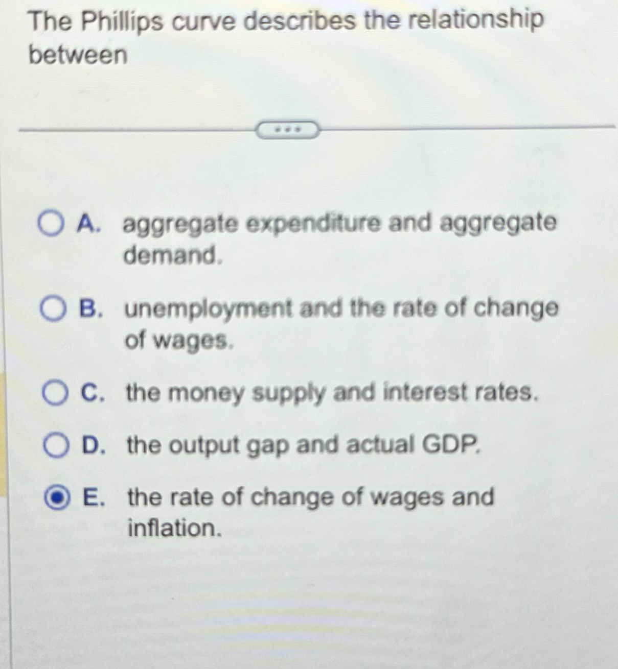 Solved The Phillips curve describes the relationship | Chegg.com