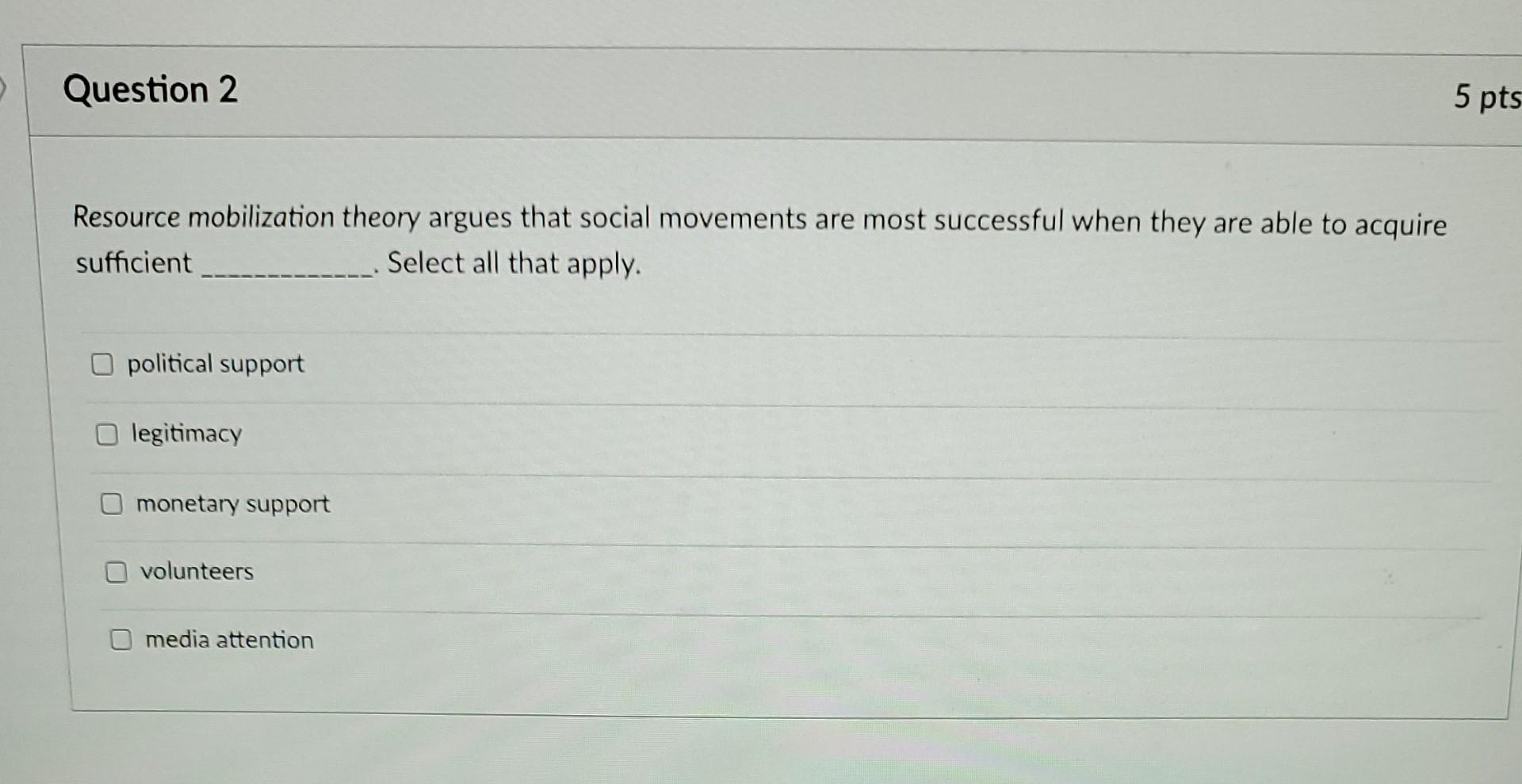 Resource mobilization theory argues that social | Chegg.com