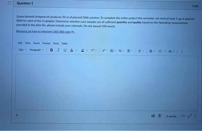 Solved Zyppy plasmid miniprep kit produces 30 ul of plasmid | Chegg.com