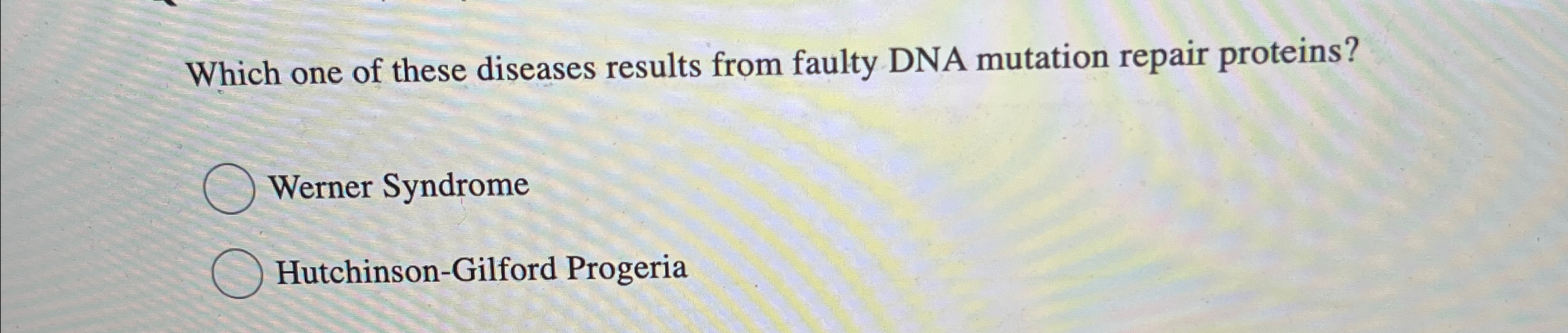 Solved Which one of these diseases results from faulty DNA | Chegg.com