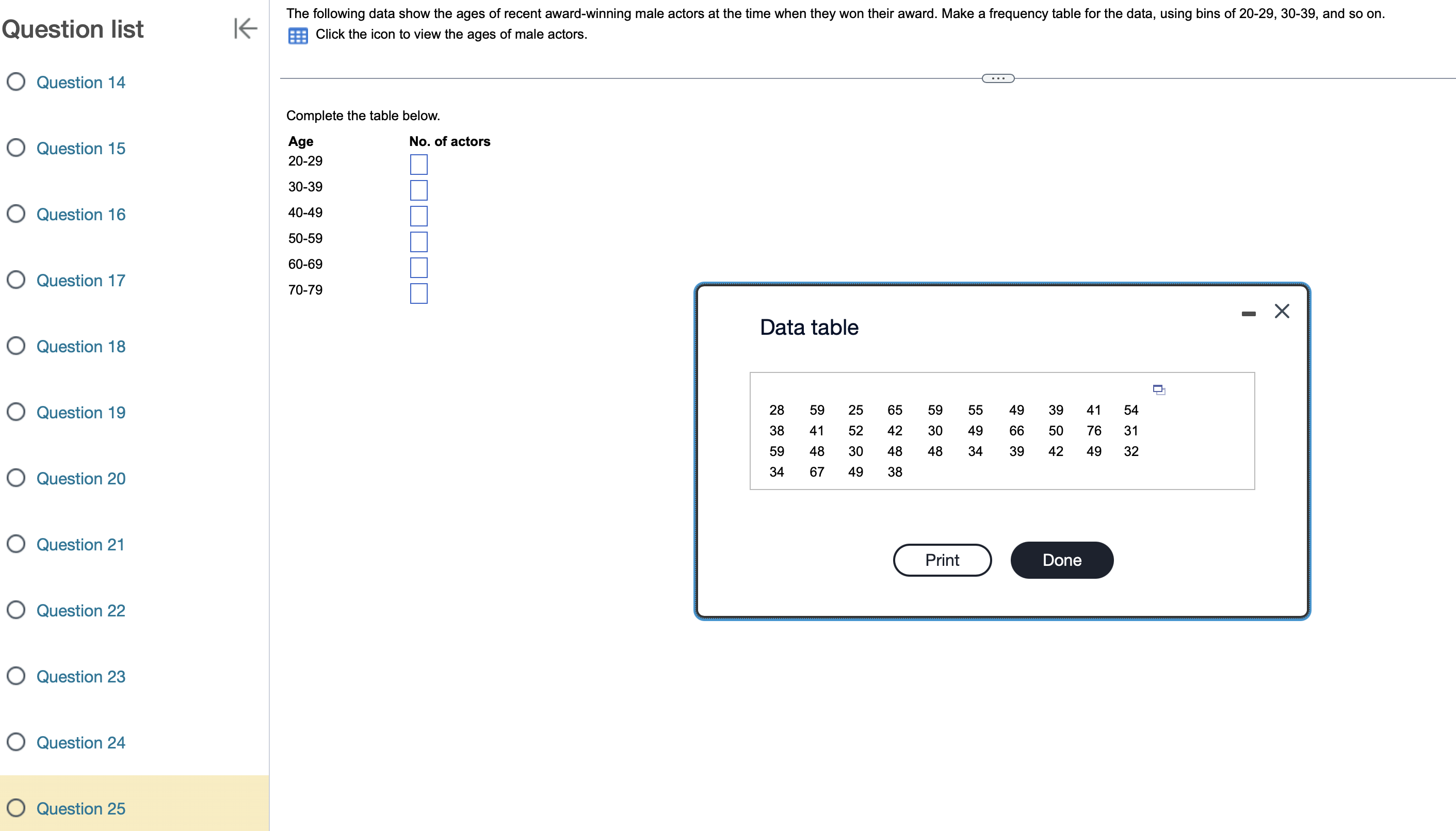 Solved The following data show the ages of recent | Chegg.com
