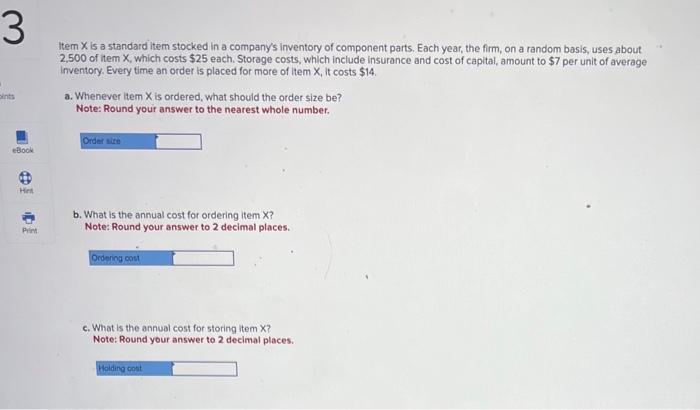 Solved Item X is a standard item stocked in a company's | Chegg.com