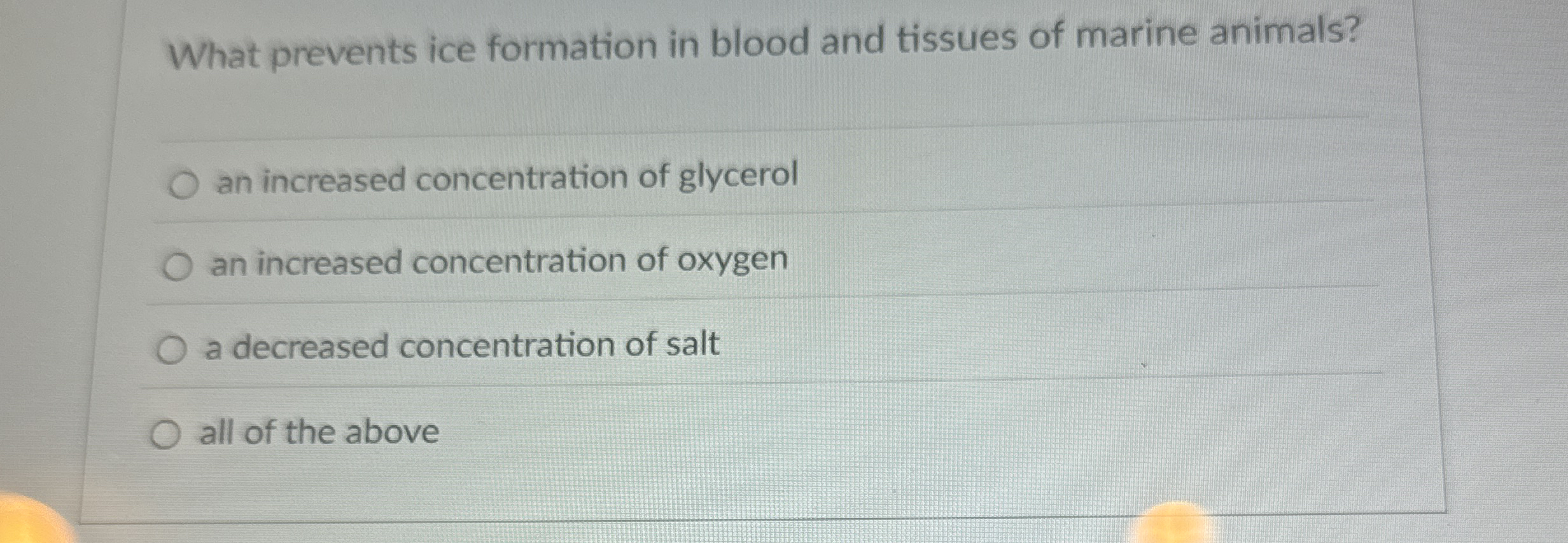 Solved What prevents ice formation in blood and tissues of | Chegg.com