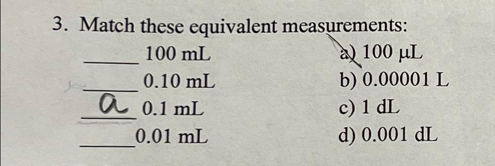 Solved Match these equivalent | Chegg.com