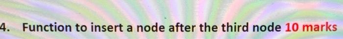 4. Function to insert a node after the third node 10 | Chegg.com