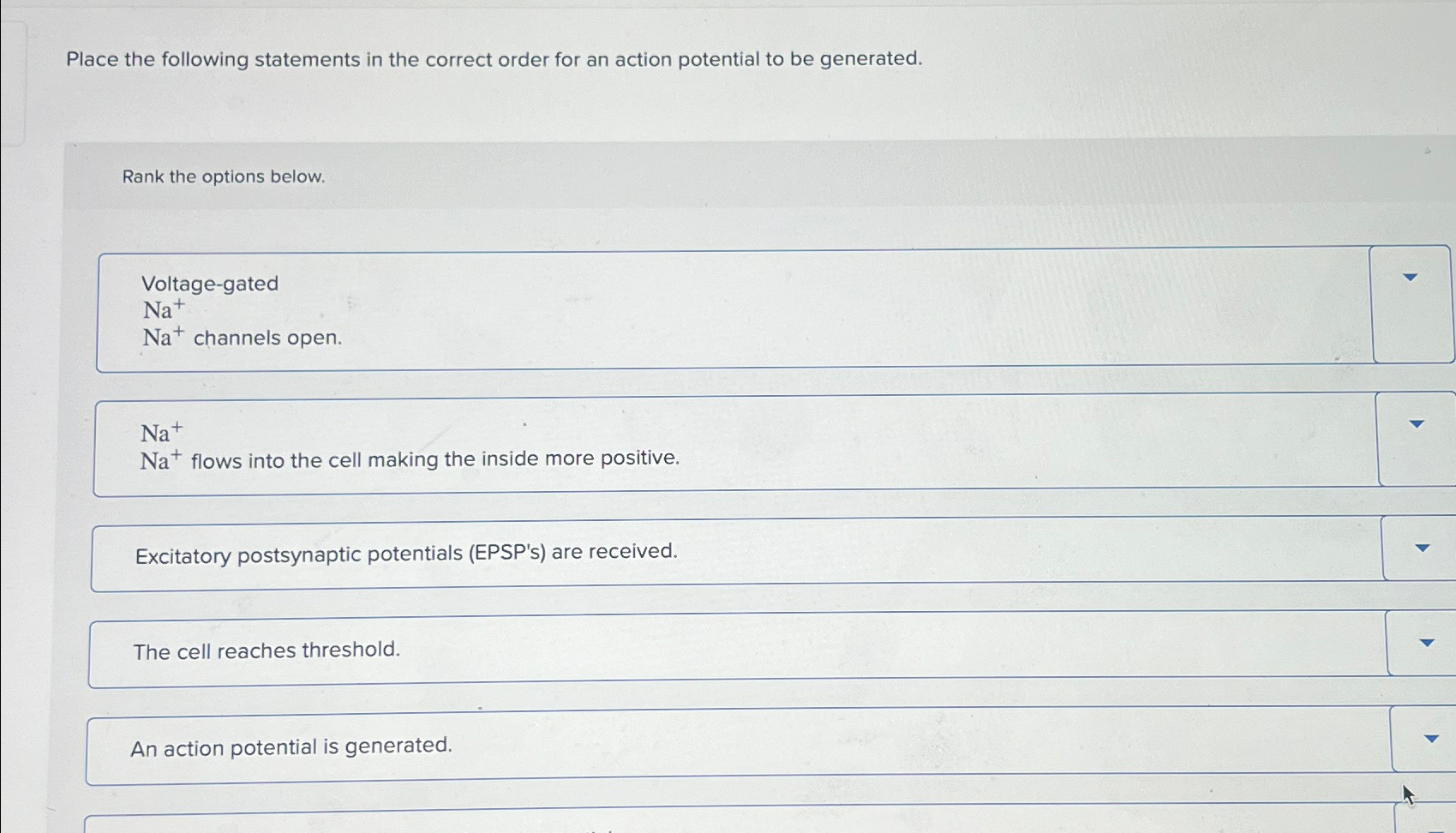 Solved Place the following statements in the correct order | Chegg.com