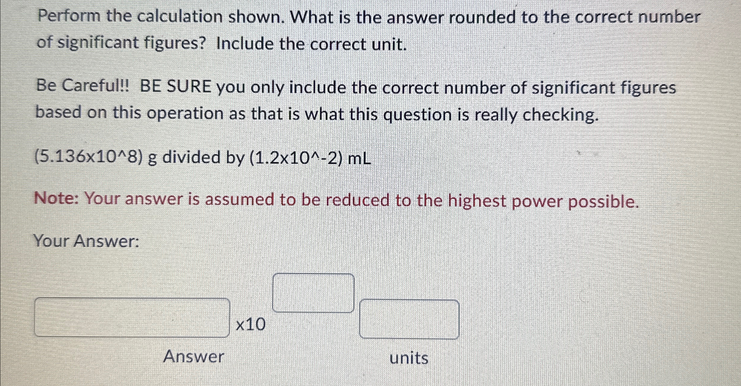 Solved Perform the calculation shown. What is the answer | Chegg.com