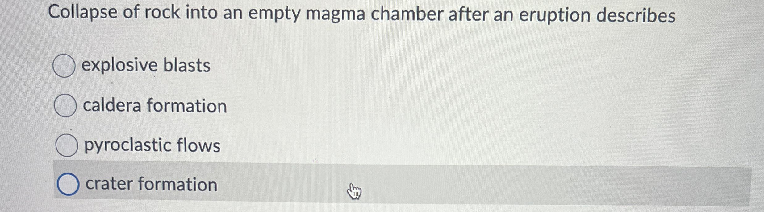 Solved Collapse of rock into an empty magma chamber after an | Chegg.com