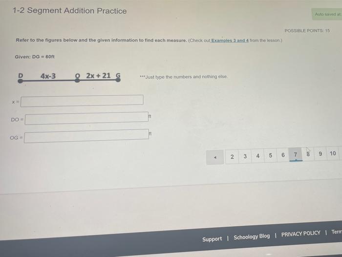 Solved 1-2 Segment Addition Practice Autoavada POSSIBLE | Chegg.com