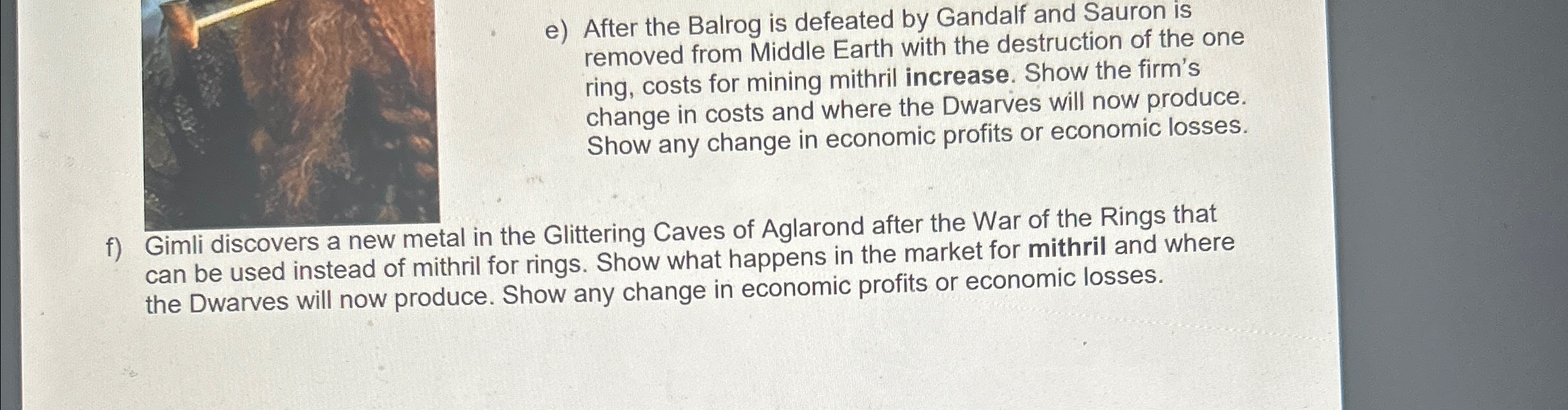 Solved e) ﻿After the Balrog is defeated by Gandalf and | Chegg.com