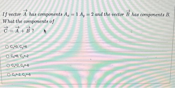 If vector A has components Ax=1Ay=2 and the vector B | Chegg.com