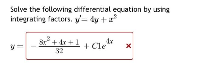 Solved Solve the following differential equation by using | Chegg.com