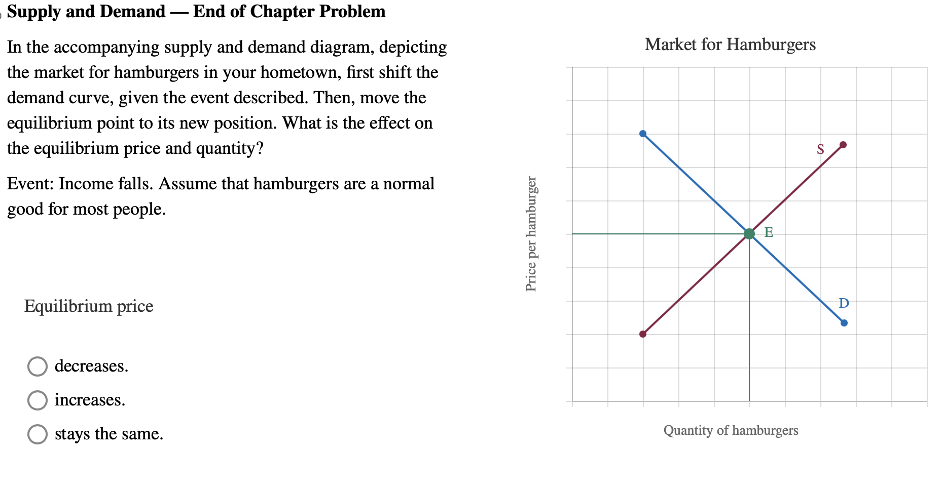 Solved Supply and Demand — ﻿End of Chapter ProblemIn the | Chegg.com