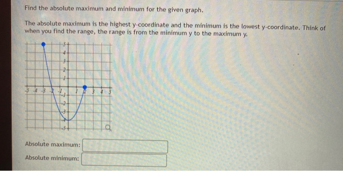 Solved Find the absolute maximum and minimum for the given | Chegg.com