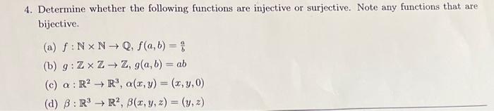 Solved 4. Determine whether the following functions are | Chegg.com