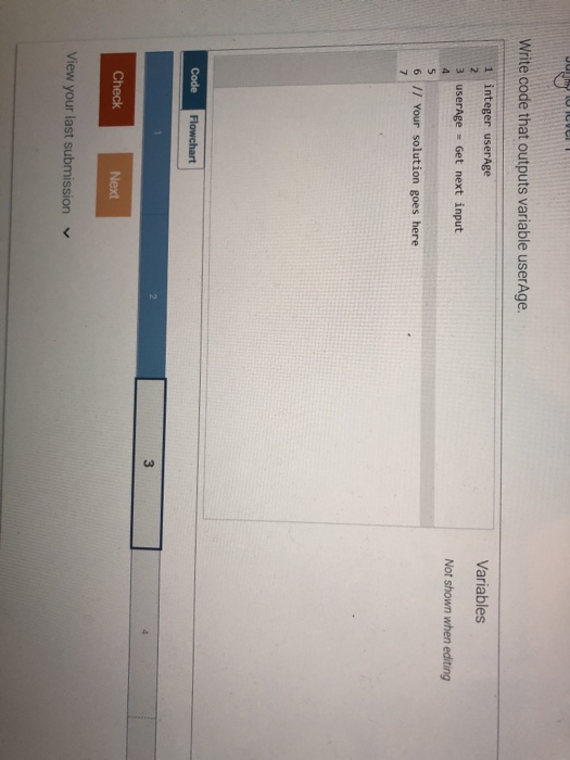 ICVO Write code that outputs variable userAge. | Chegg.com