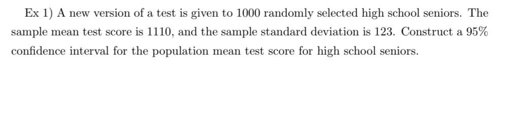 Solved Ex 1) A new version of a test is given to 1000 | Chegg.com