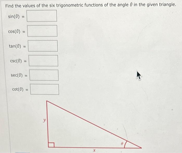 Solved Find the values of the six trigonometric functions of | Chegg.com