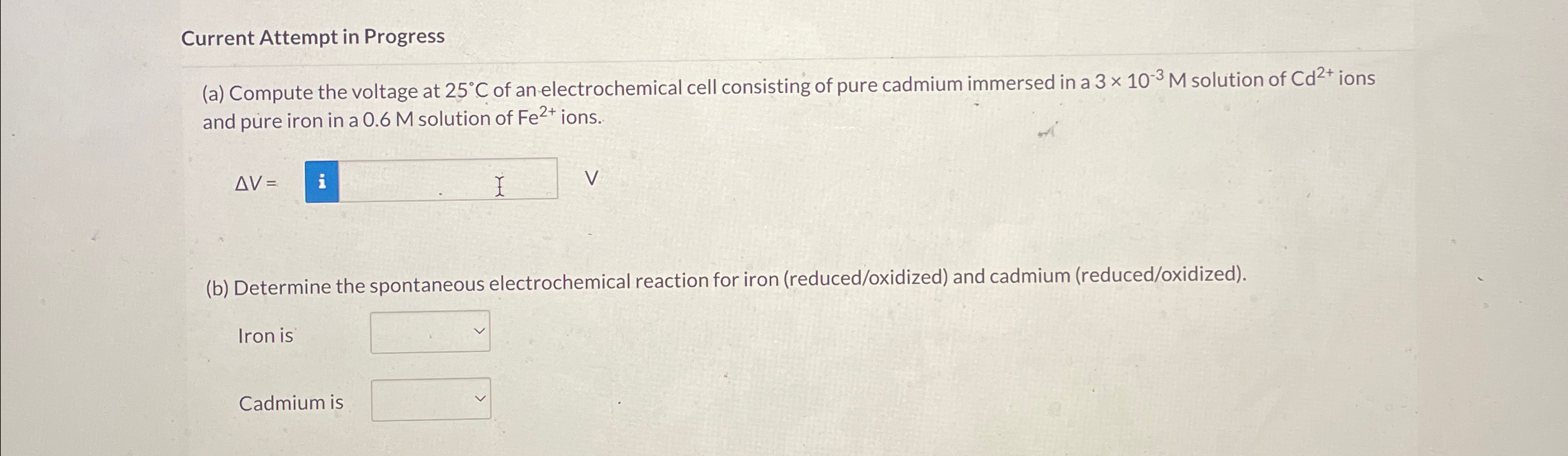 Solved Current Attempt in Progress(a) ﻿Compute the voltage | Chegg.com