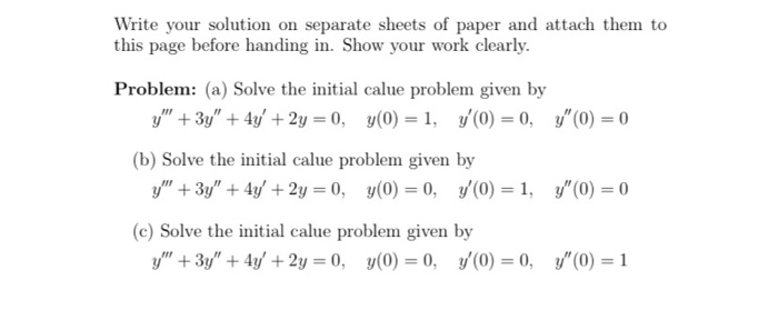 Solved Write your solution on separate sheets of paper and | Chegg.com