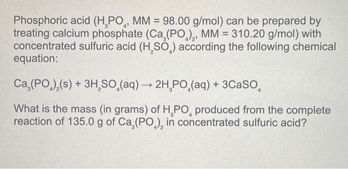 Solved Phosphoric acid \\( \\left(\\mathrm{H}_{3} | Chegg.com