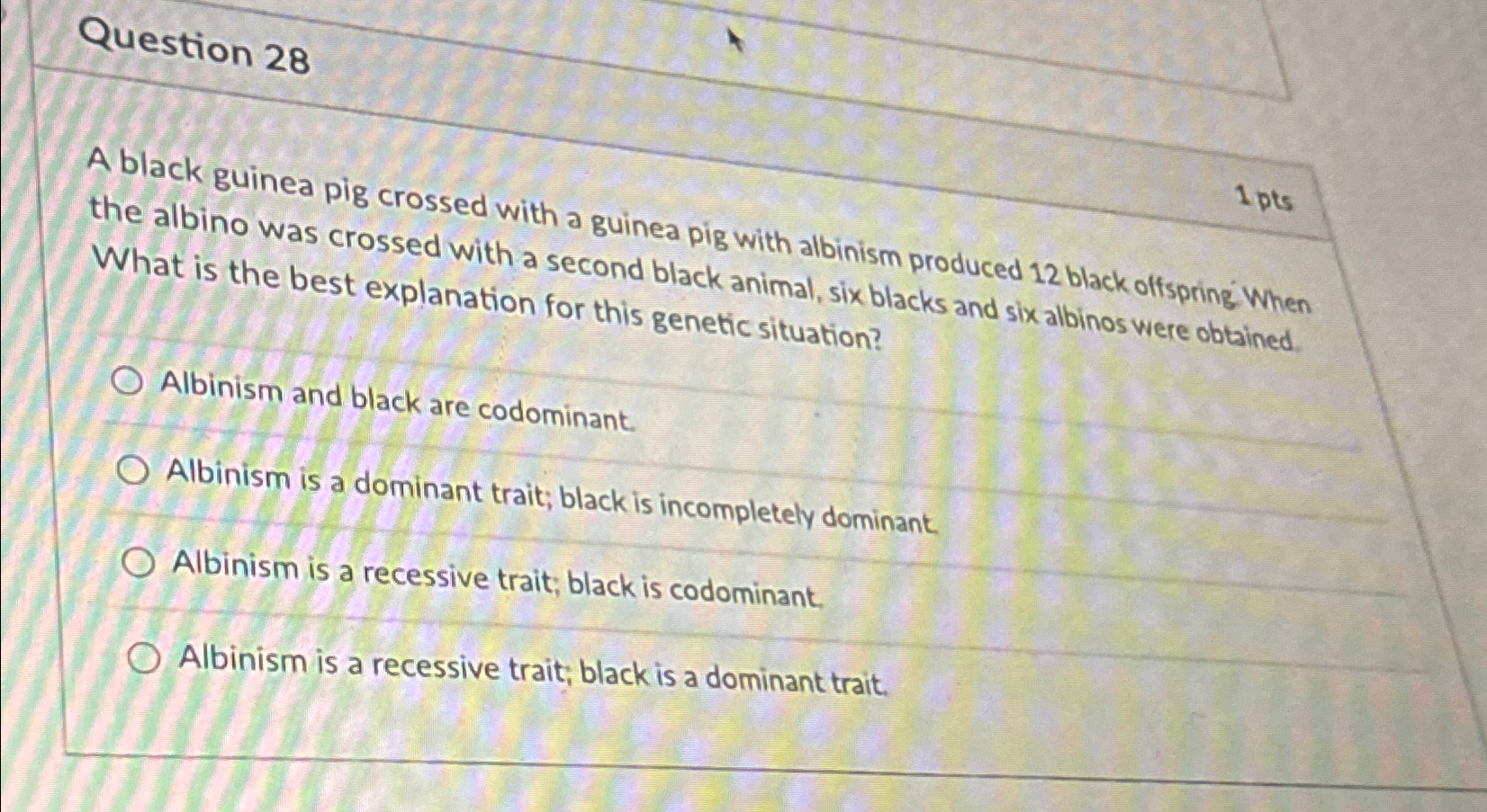 Solved Question 28A black guinea pig crossed with a guinea | Chegg.com