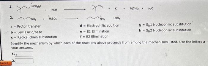Solved 1. > 2. a= Proton transfer b= Lewis acid/base c= | Chegg.com