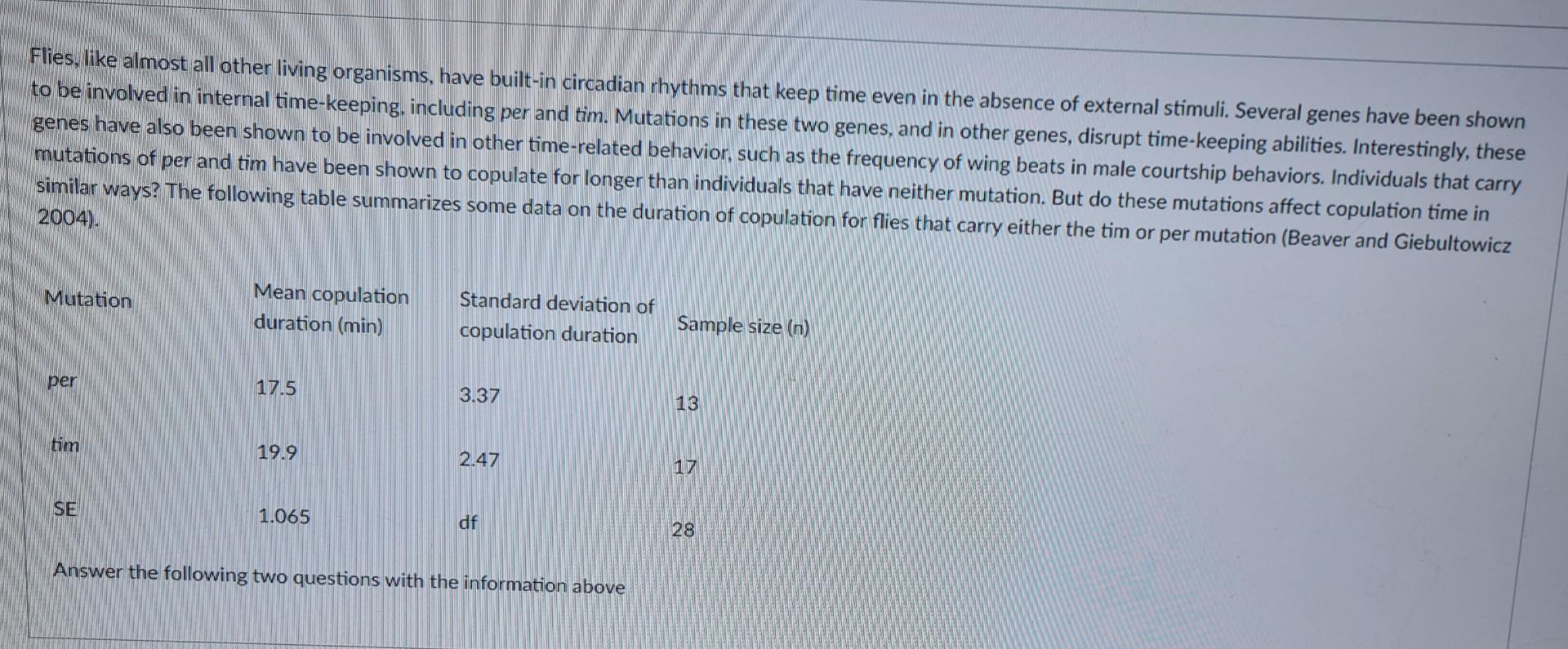 Solved Flies, like almost all other living organisms, have | Chegg.com