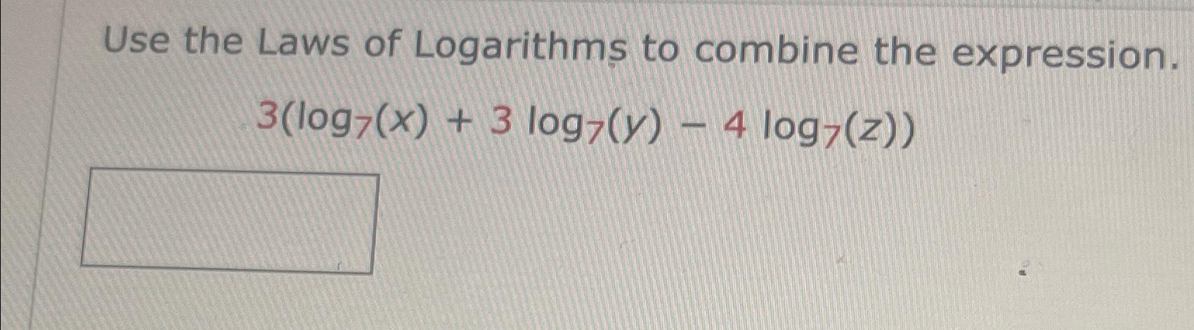 Solved Use the Laws of Logarithms to combine the | Chegg.com