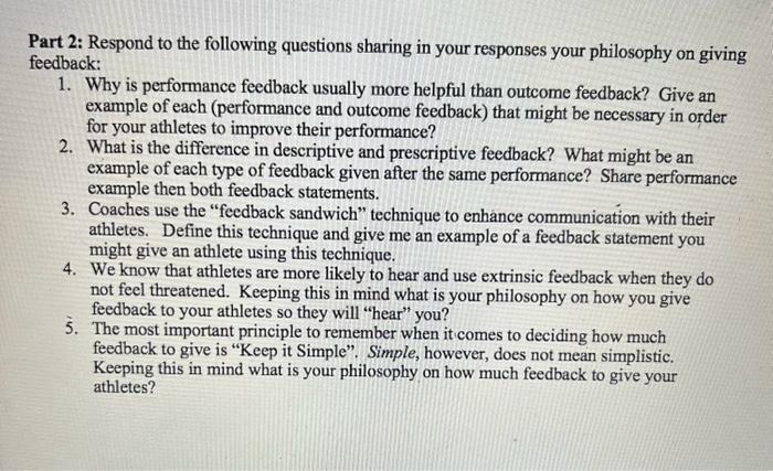 Solved Part 2: Respond to the following questions sharing in | Chegg.com